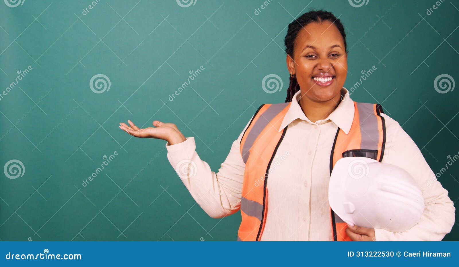 Young Black Construction Worker Gestures Smiling, Working on Site Stock ...