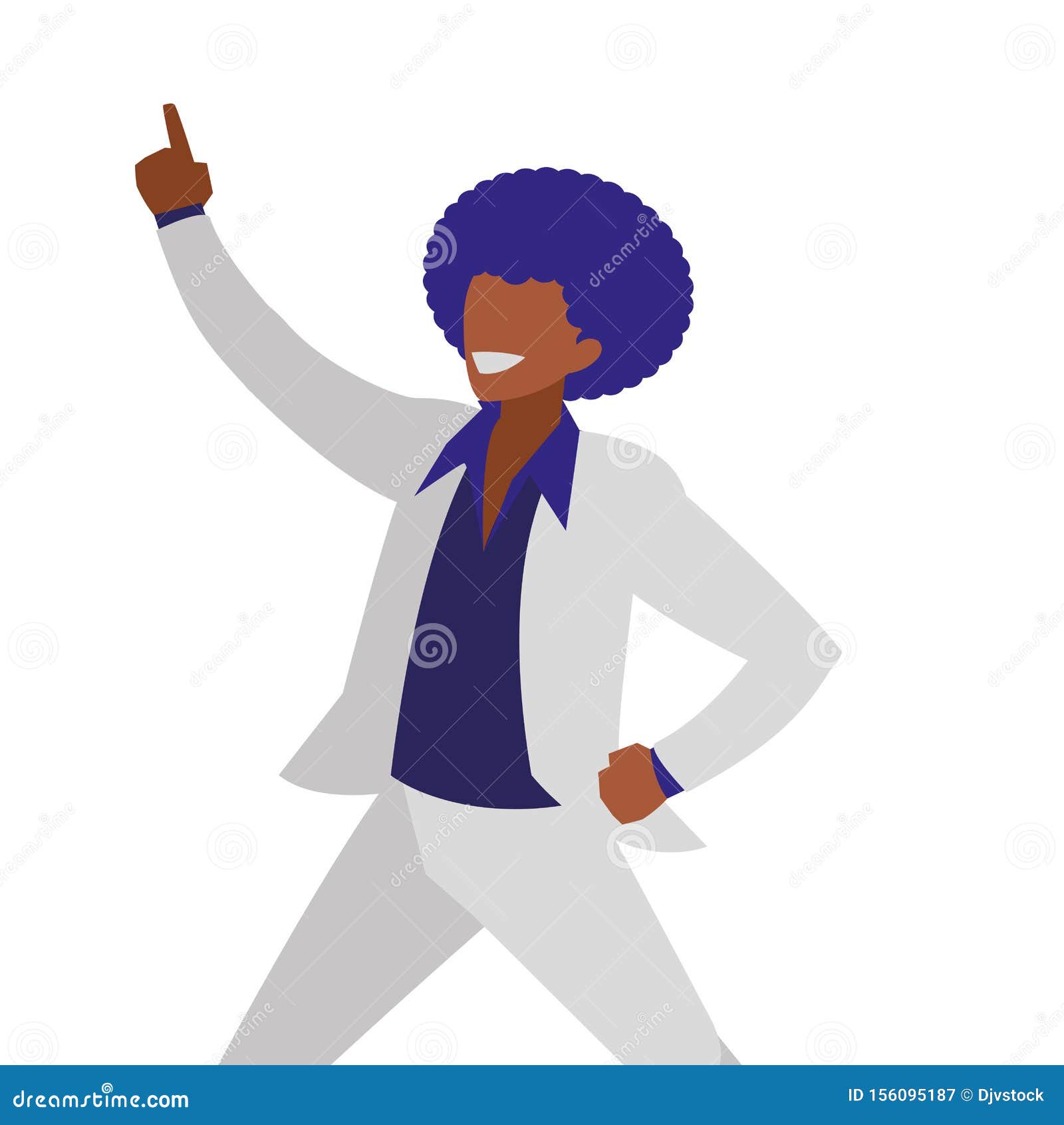 Young Black Dancer Disco Style Character Stock Illustration ...