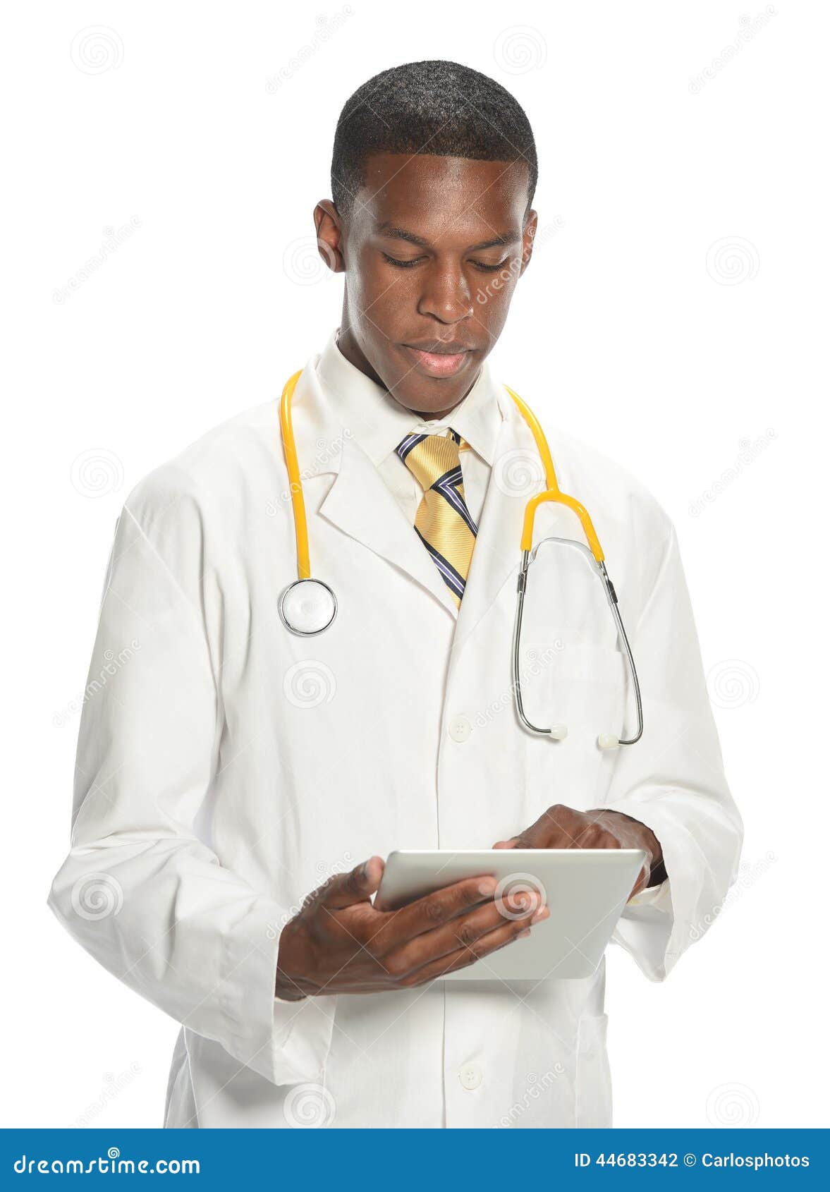 Young Black Doctor with Tablet Stock Photo - Image of computer, studio ...