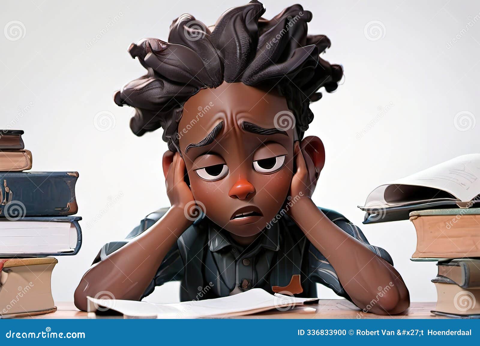 Young Black Man Borred during Studying at 19-8-2024 Stock Illustration - Illustration of tired ...