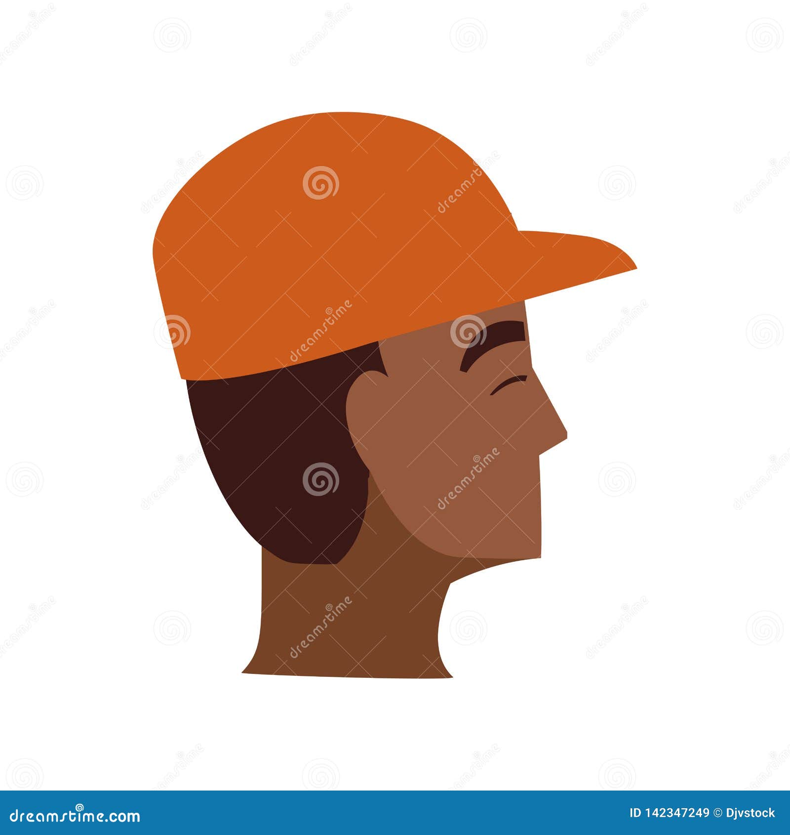 Young Black Man Head with Cap Character Stock Vector - Illustration of ...