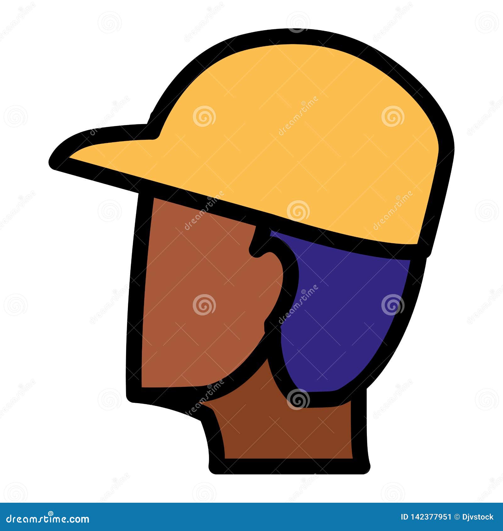 Young Black Man Head with Cap Character Stock Vector - Illustration of ...