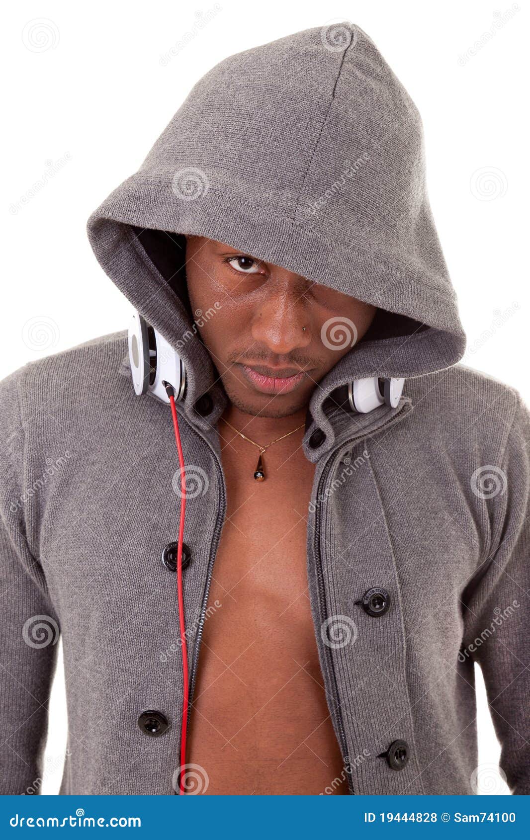 Young Black Man with Headphones Stock Photo - Image of electronics ...