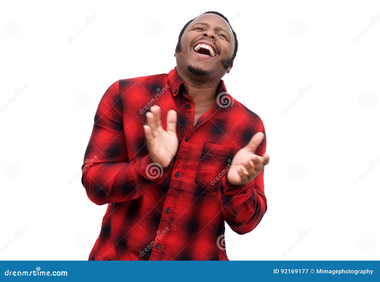 Young Black Man Laughing and Clapping Hands Stock Image - Image of ...