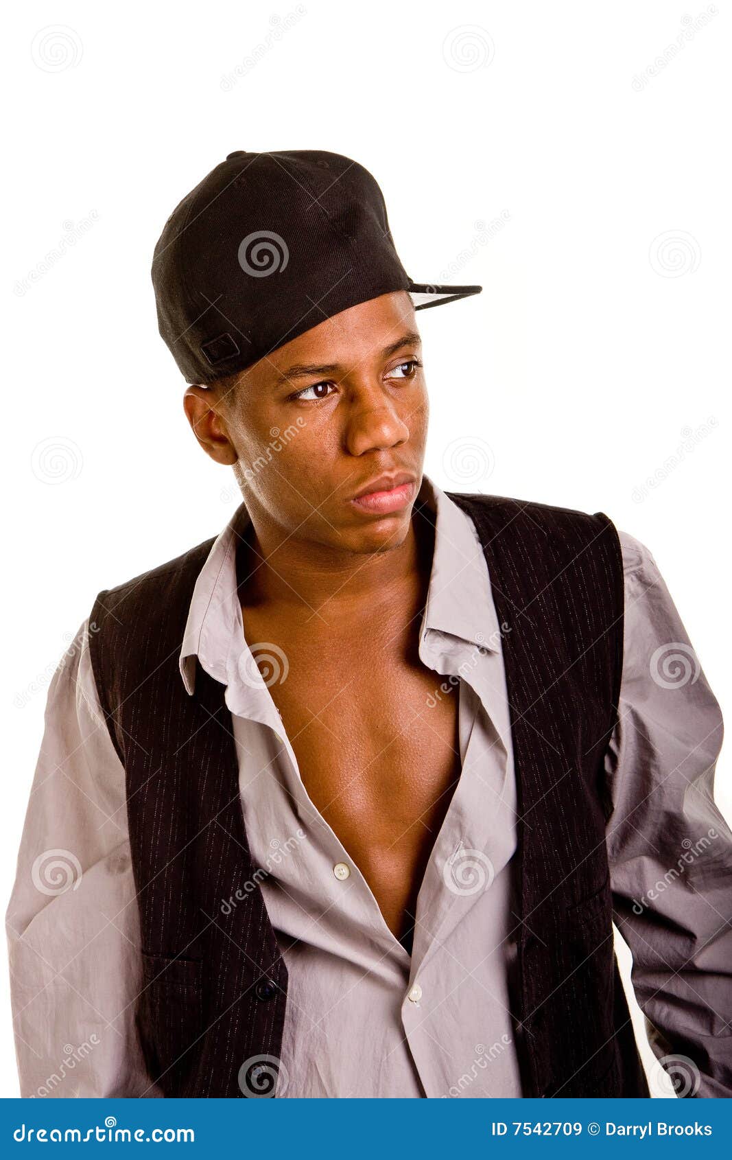 Young Black Man Sideways Looking Left Stock Image - Image of looking ...