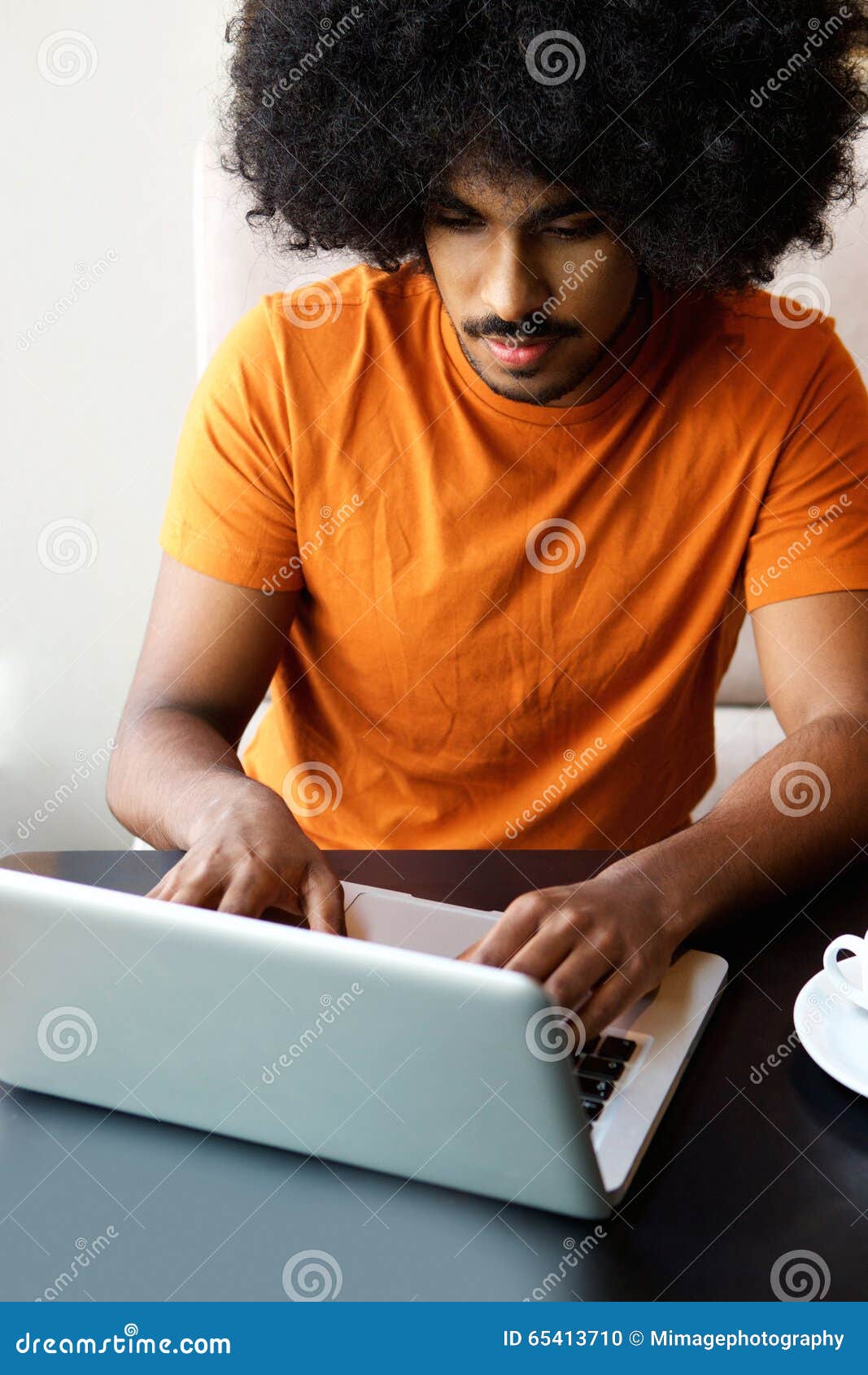 Young Black Man Using Laptop Computer Stock Photo - Image of adult ...