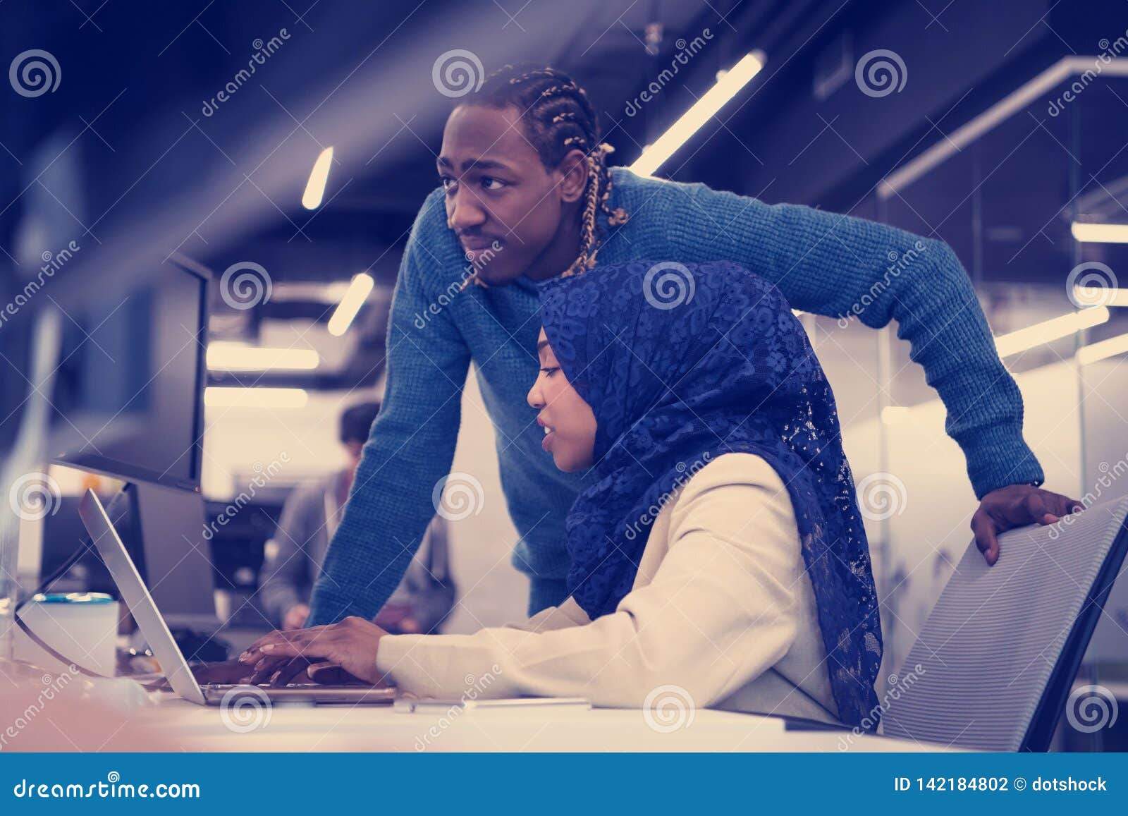 Young Black Muslim Female Software Developer at Work Stock Photo ...