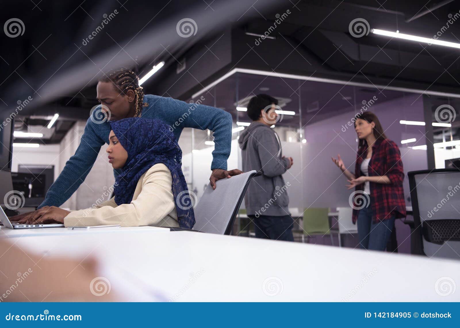 Young Black Muslim Female Software Developer at Work Stock Image ...