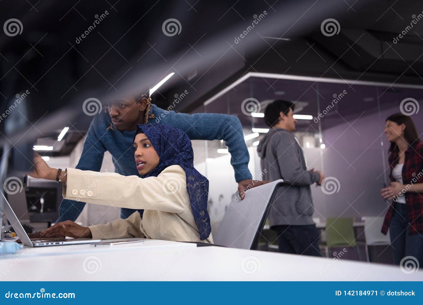 Young Black Muslim Female Software Developer at Work Stock Image ...