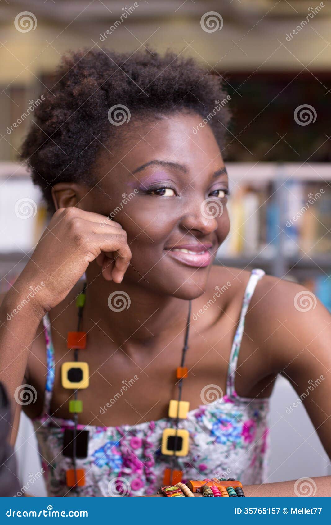 Young Black Student at the Library Studying Stock Image - Image of ...