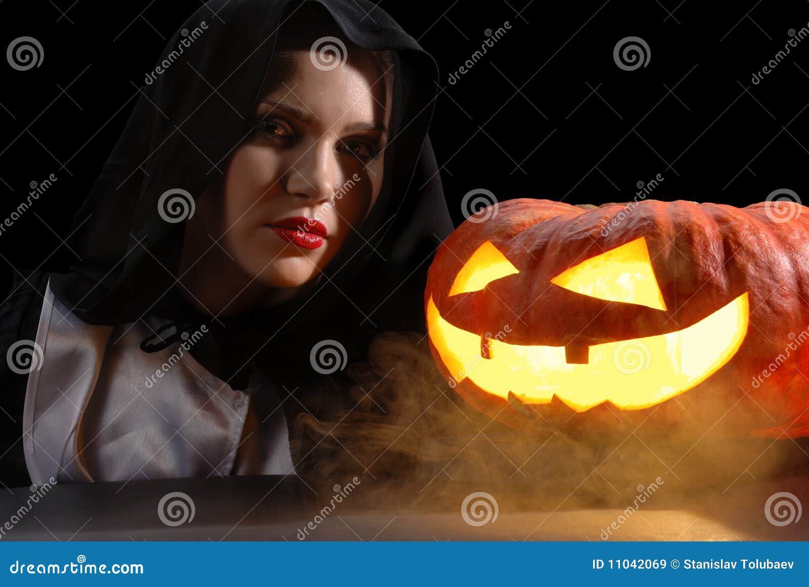 Young Black Witch with Halloween Pumpkin Stock Image - Image of famous ...