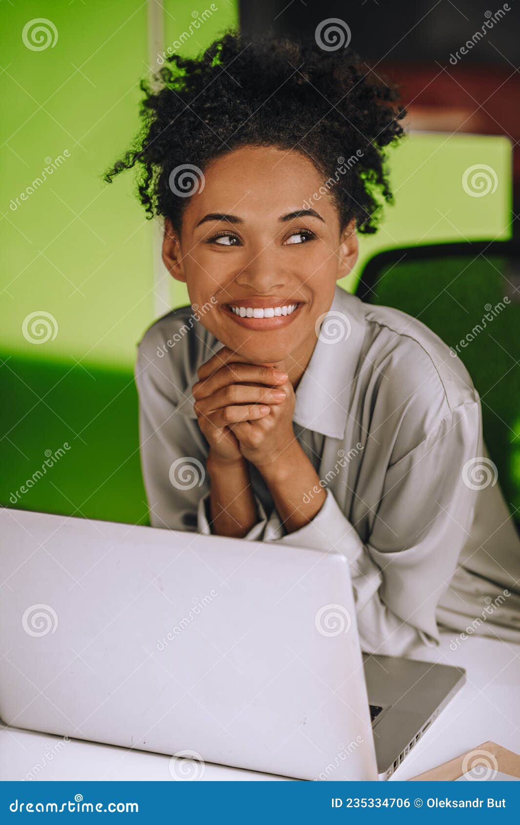 Young Black Woman at Her Working Place in the Office Stock Photo ...