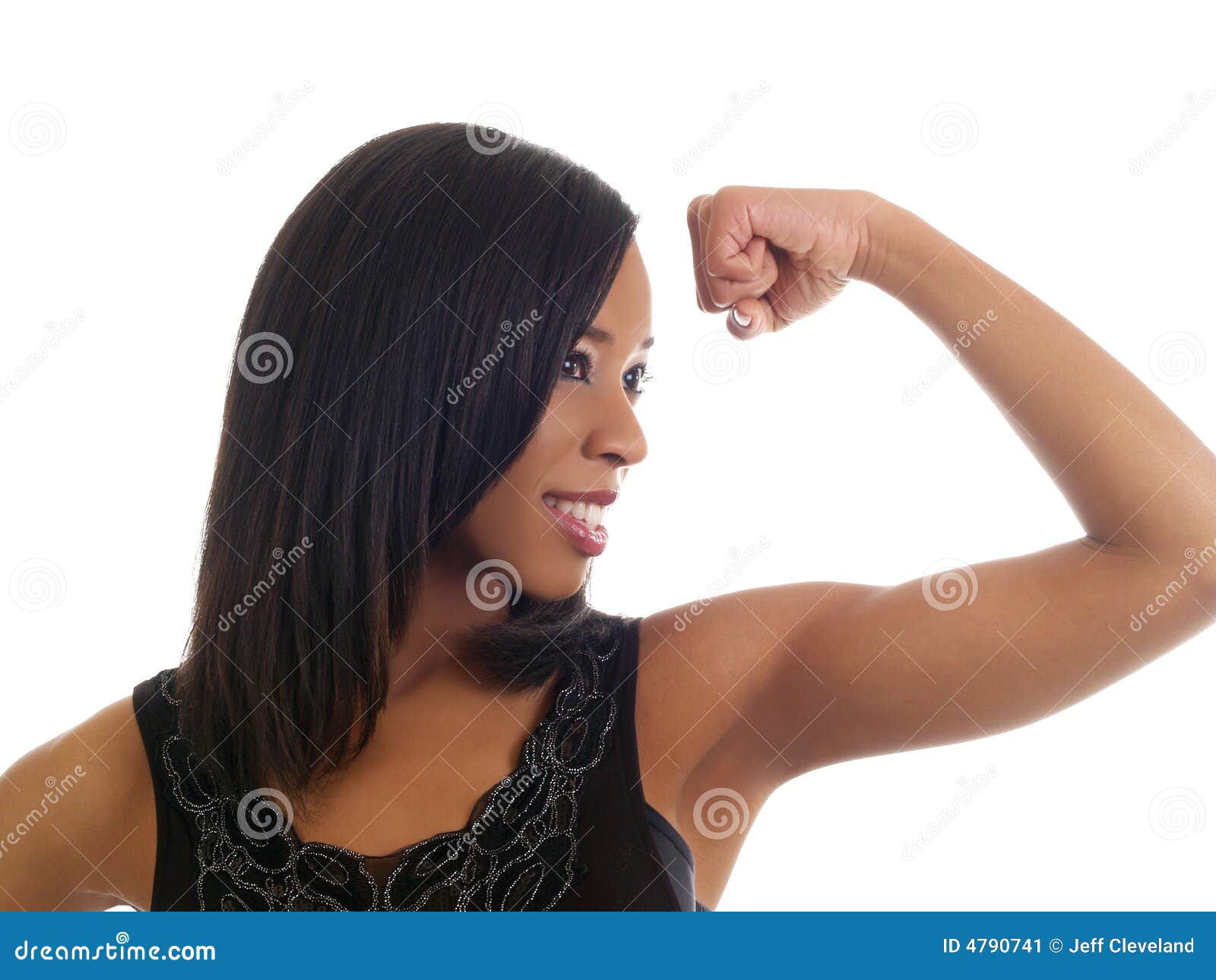 Young Black Woman Showing Strength with a Smile Stock Image - Image of ...