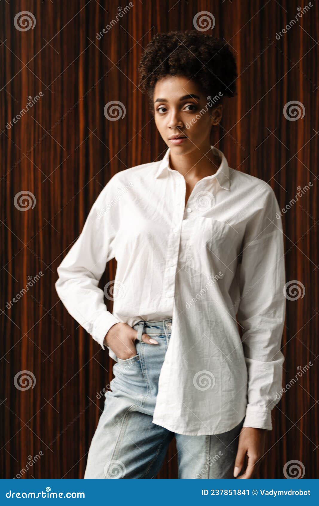 Young Black Woman Standing and Looking at Camera Stock Image - Image of ...