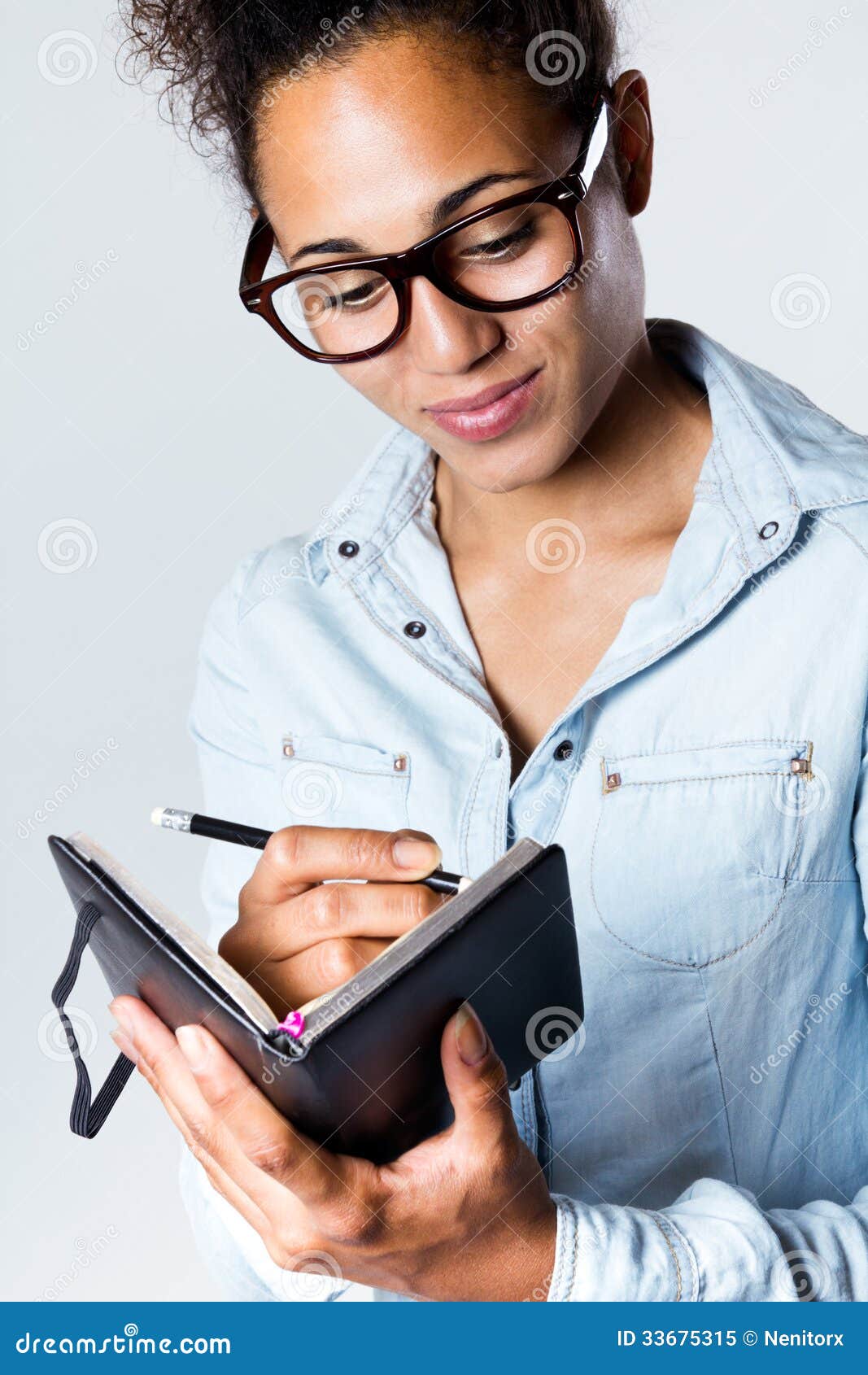 Young Black Woman Taking Notes at Home Stock Image - Image of schedule ...