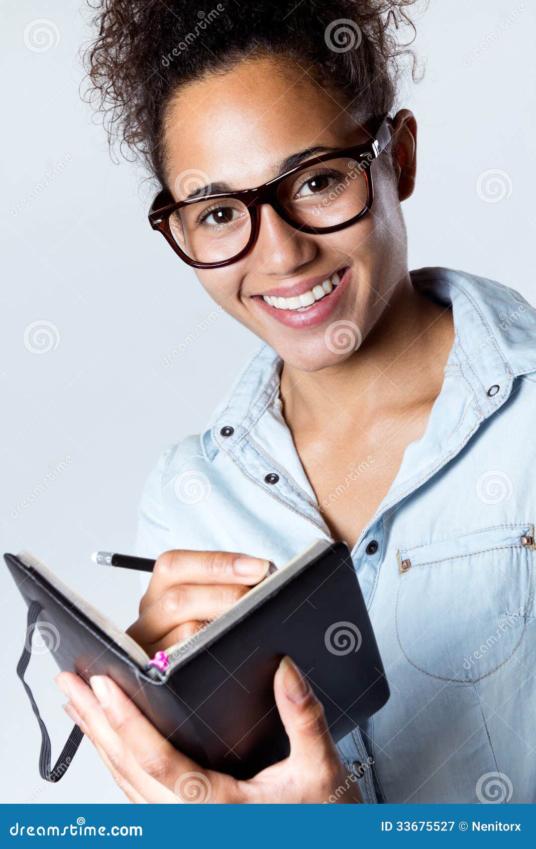 Young Black Woman Taking Notes at Home Stock Image - Image of portrait ...