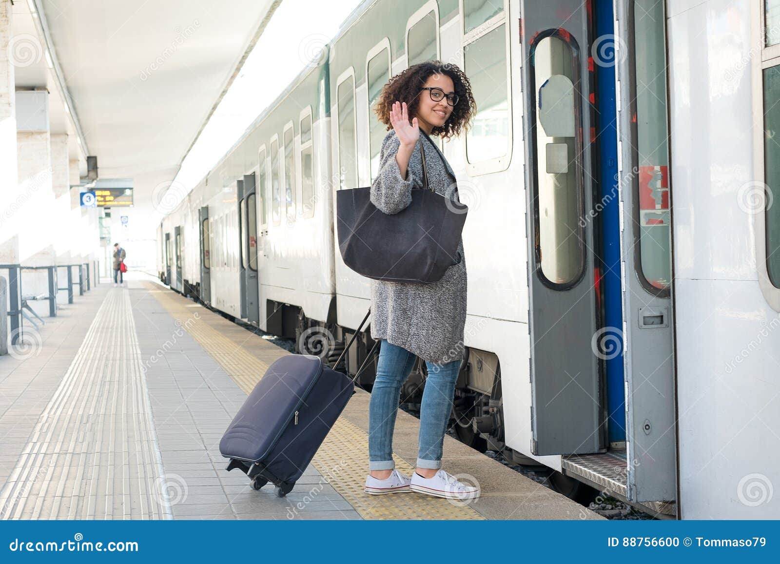 Young Black Woman Waiting for the Train Stock Photo - Image of casual ...