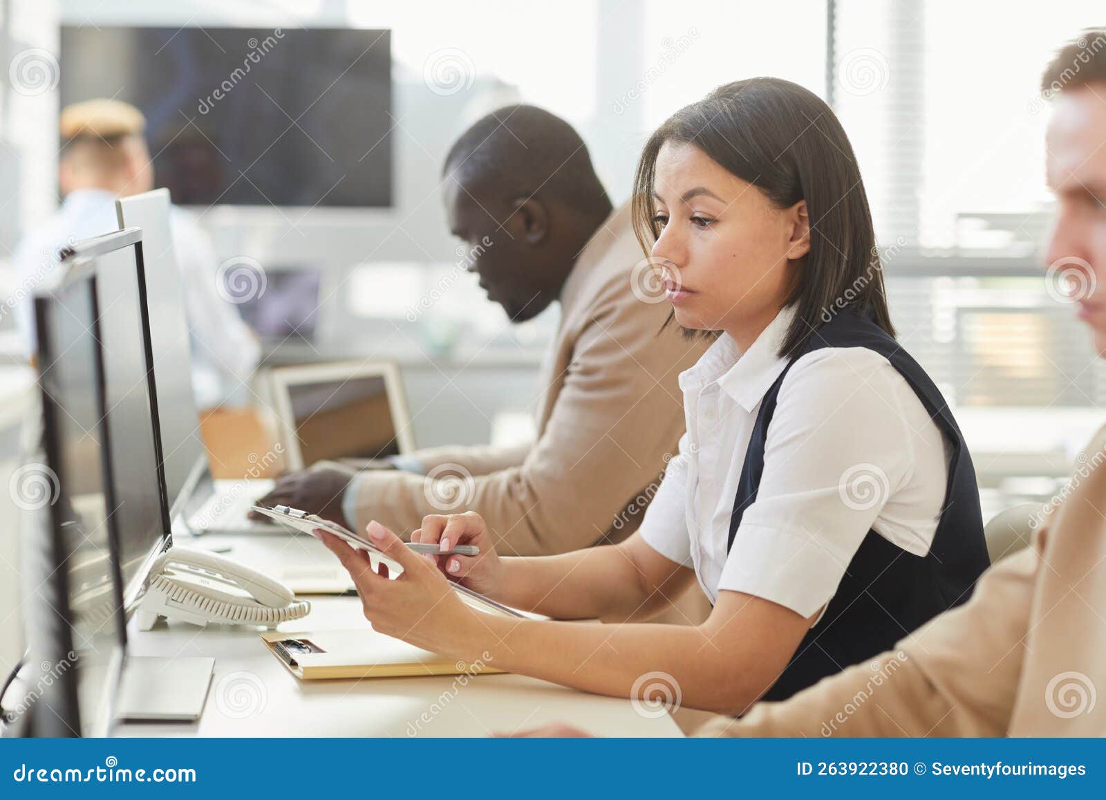 Young Black Woman Working in Tech Support Office Stock Photo - Image of ...