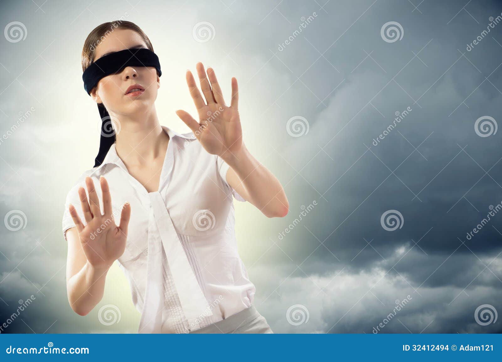 Young blindfolded woman stock photo. Image of disoriented - 32412494