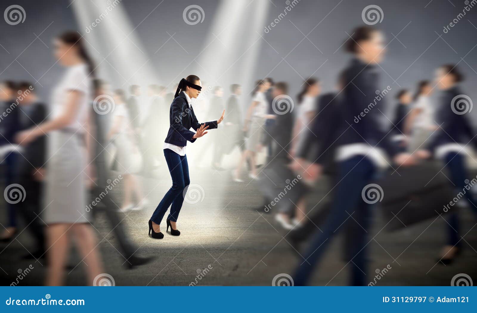 Young blindfolded woman stock image. Image of crowd, bewilderment ...