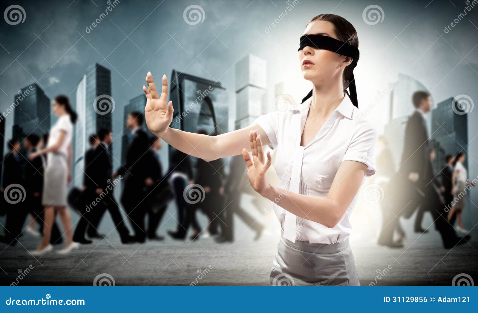 Young blindfolded woman stock photo. Image of confused - 31129856