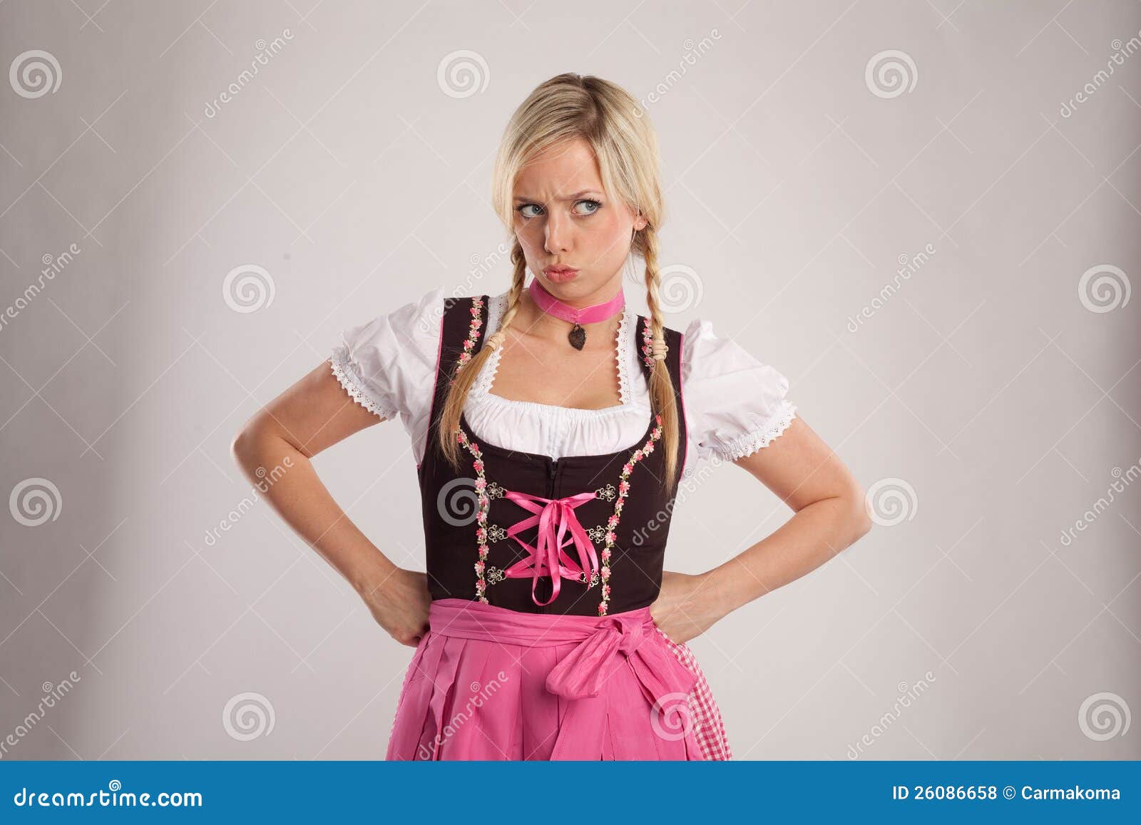Young Blond Angry Woman with Dirndl Costume Stock Photo - Image of ...