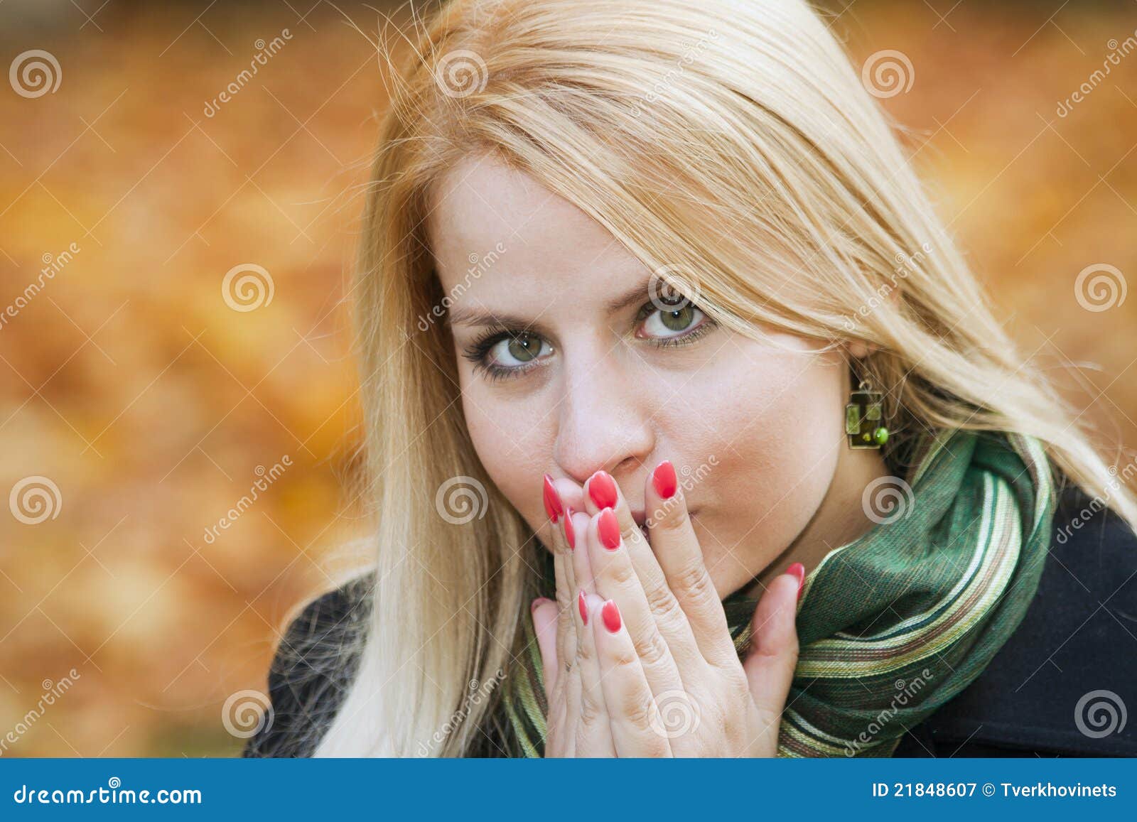 Young Blond Girl Feeling Cold Stock Image - Image of girl, fall: 21848607