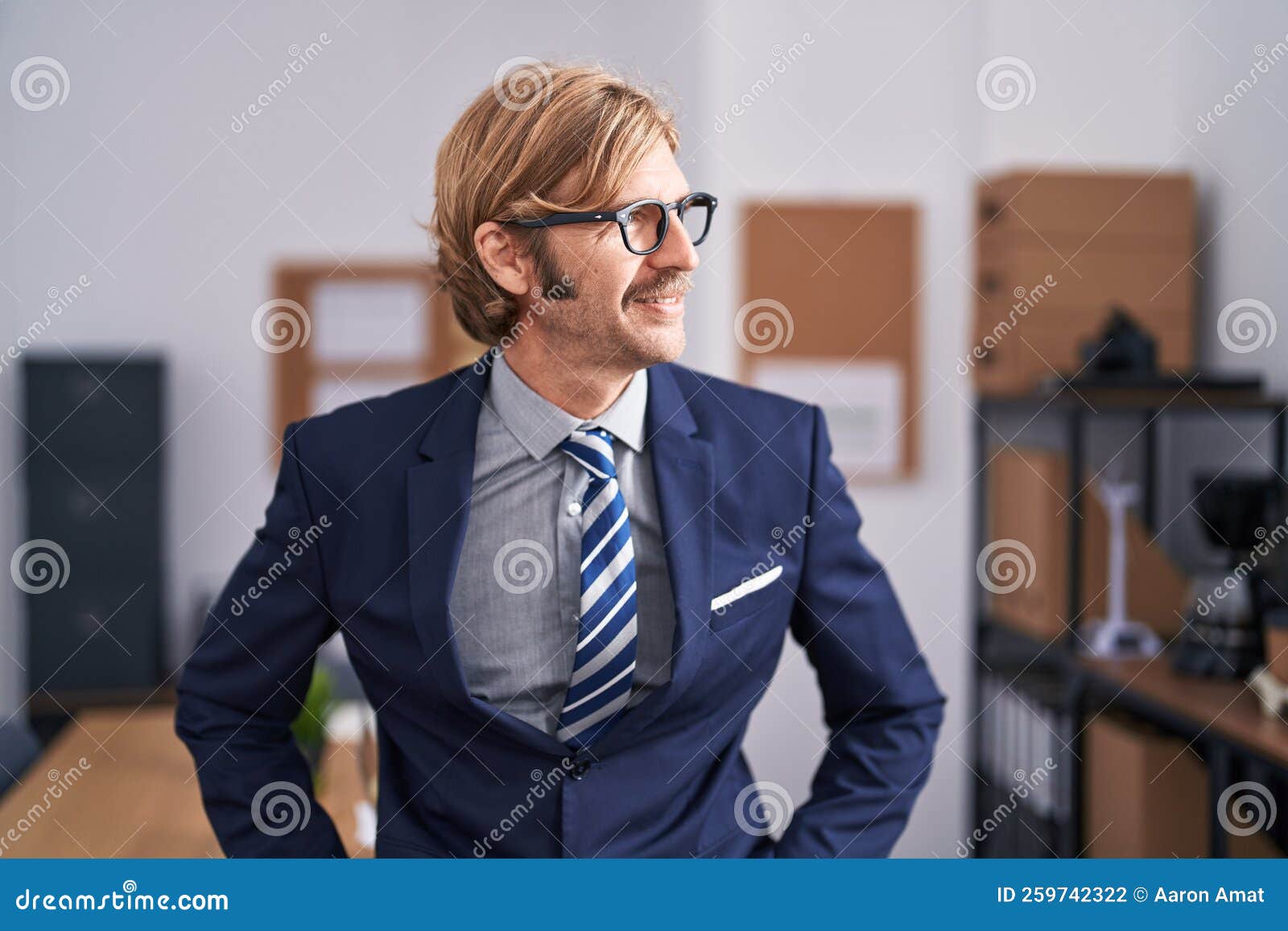 Young Blond Man Business Worker Smiling Confident Standing at Office ...