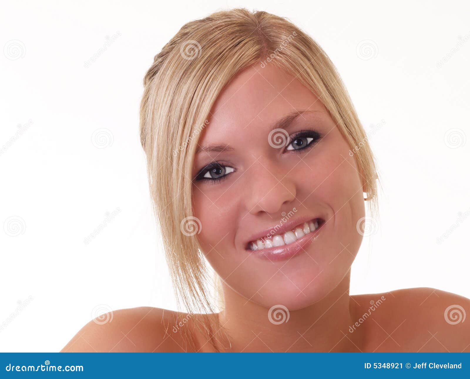 Young Blond Woman with Half Smile Portrait Stock Image - Image of ...