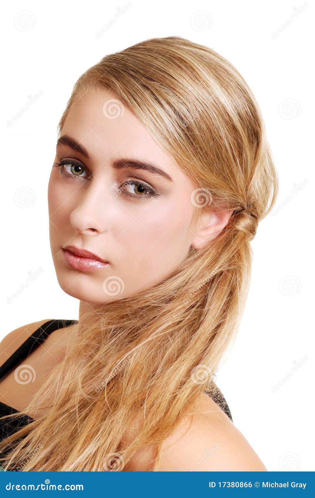 Young Blond Woman Side Portrait Stock Photo - Image of isolated, hair ...