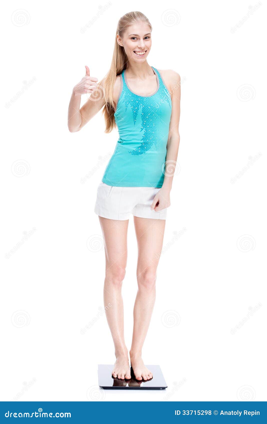 Young Blond Woman Standing on Scales Stock Photo - Image of isolated ...