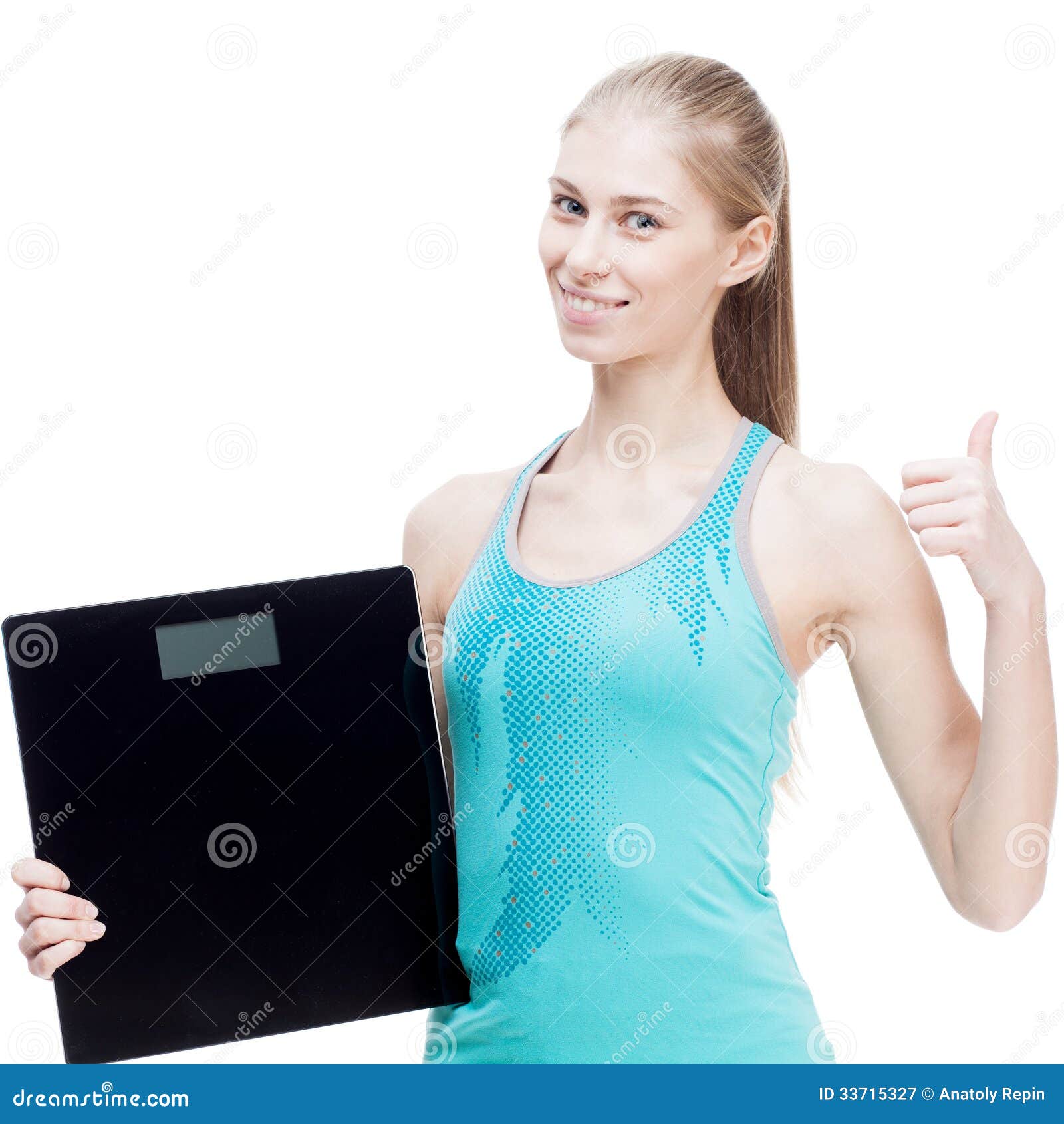 Young Blond Woman Standing on Scales Stock Image - Image of dieting ...