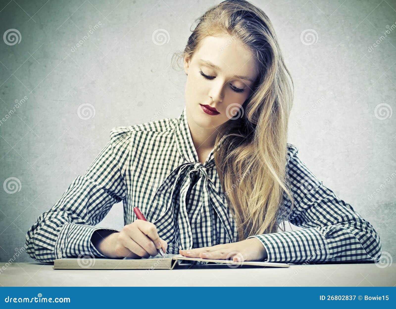 Young Blonde Beauty Writing Stock Image - Image of female, fashion ...