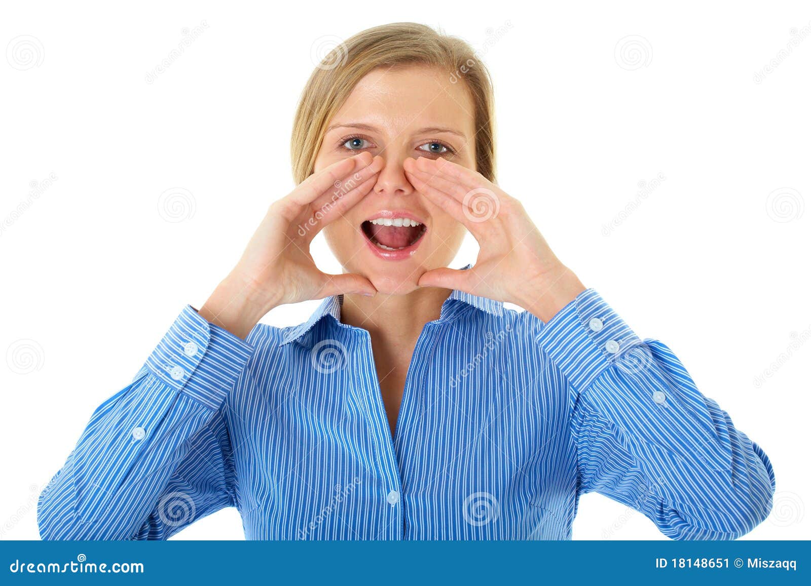 Young Blonde Female Shout, Isolated Stock Image - Image of noise, mouth ...