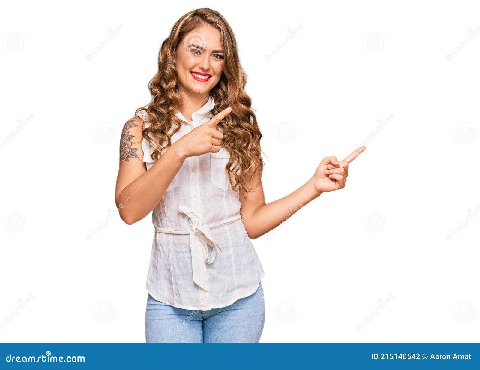 Young Blonde Girl Wearing Casual Clothes Smiling And Looking At The