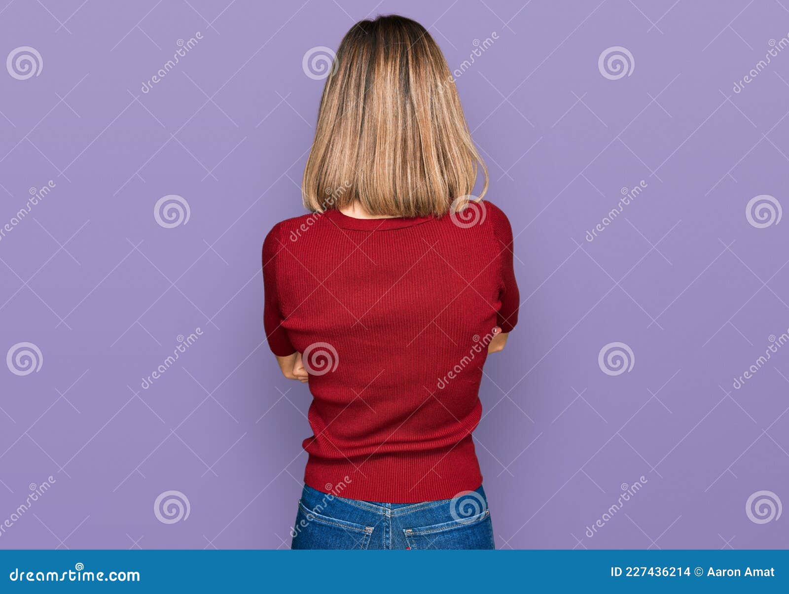 Young Blonde Girl Wearing Casual Clothes Standing Backwards Looking