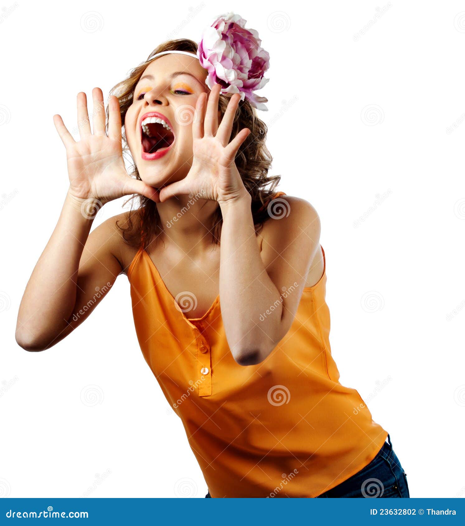 Young Blonde Woman Shout and Scream Stock Photo - Image of open, adult ...