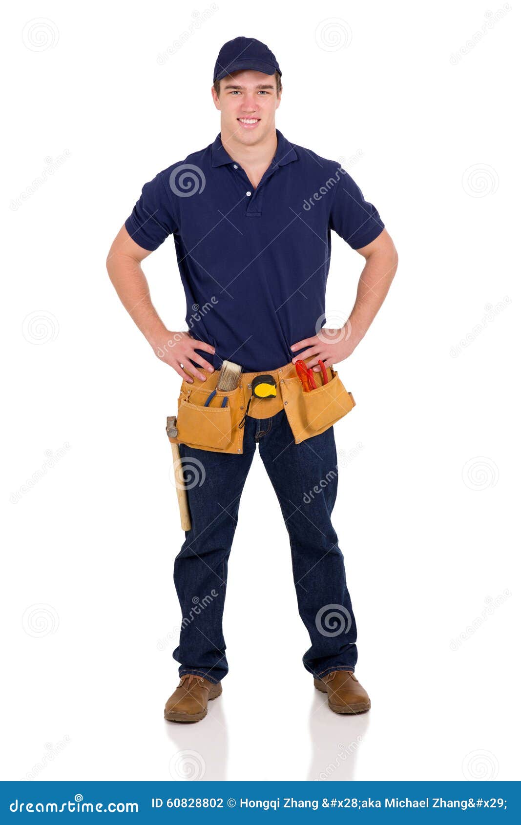 Young blue collar worker stock photo. Image of handyman - 60828802