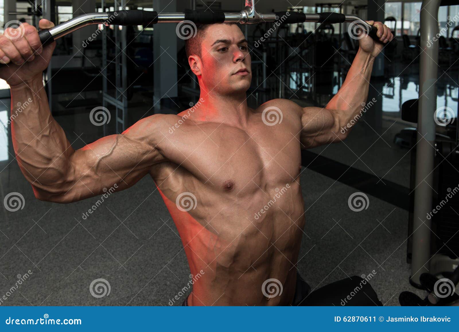 Young Body Builder Doing Heavy Weight Exercise for Back Stock Image ...