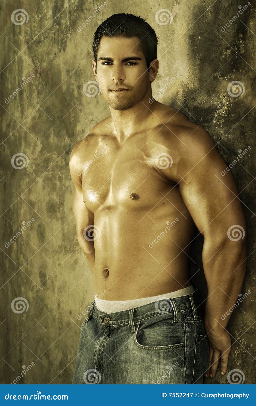 Young Bodybuilder Against Wall Stock Image - Image of athlete, armpits ...
