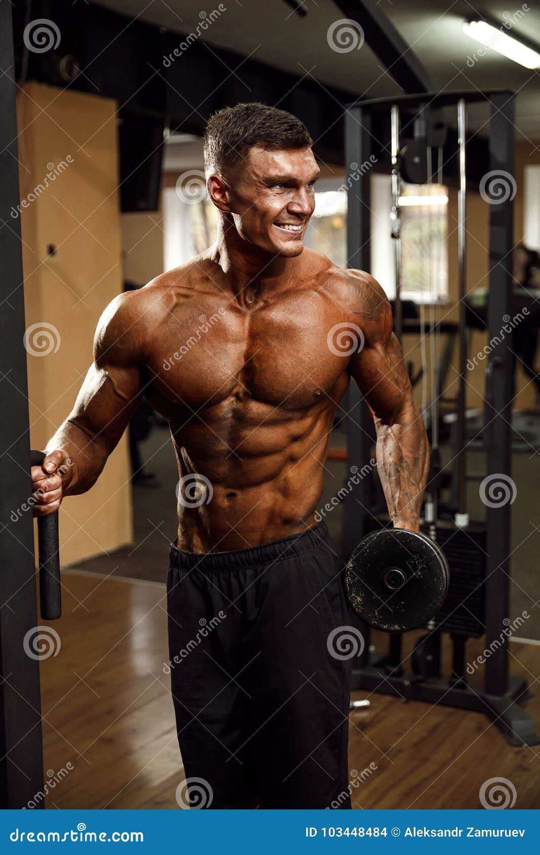 Young Bodybuilder Doing Exercise for Biceps Stock Photo - Image of ...