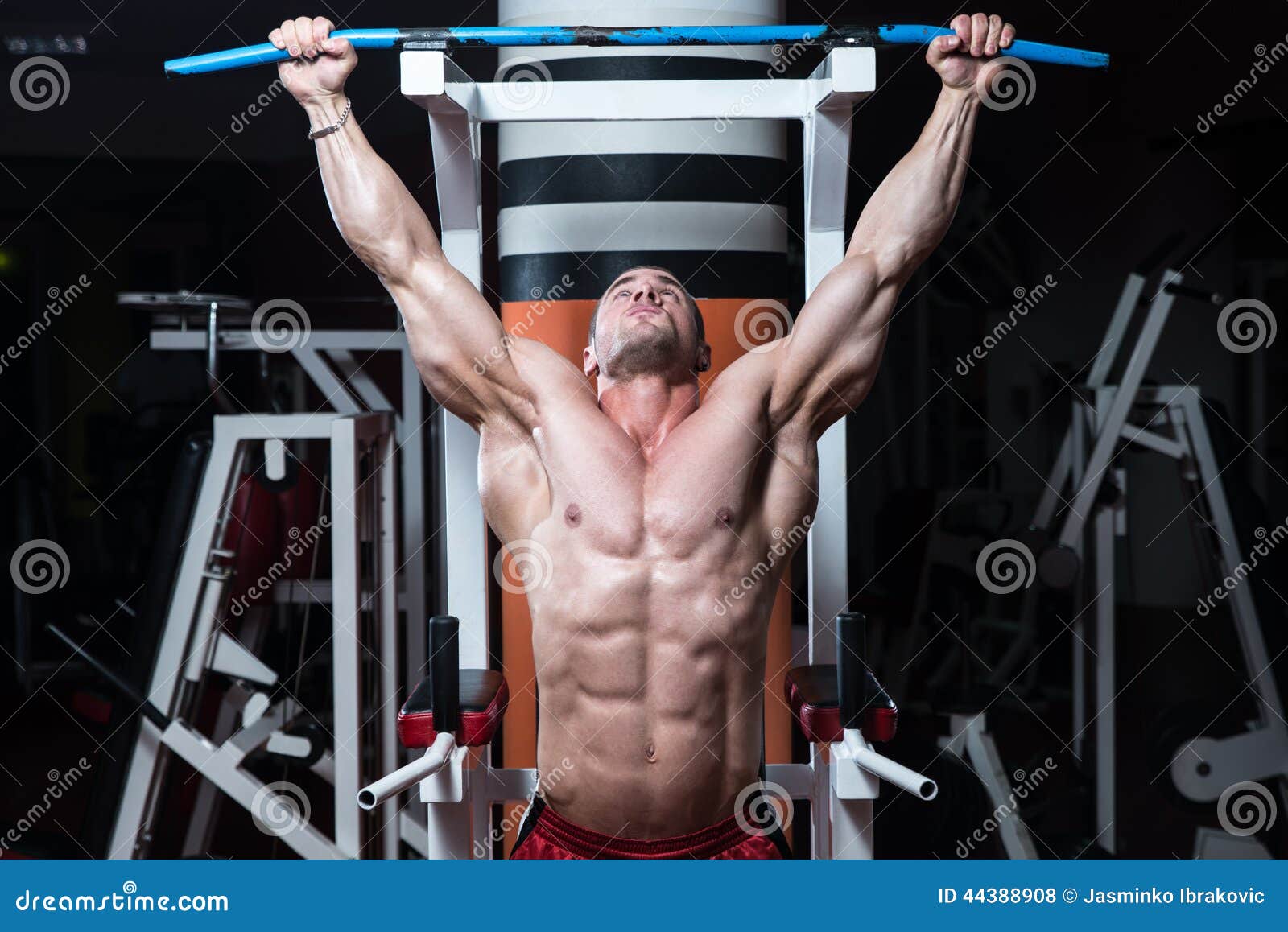 Young Bodybuilder Doing Heavy Weight Exercise for Back Stock Photo ...