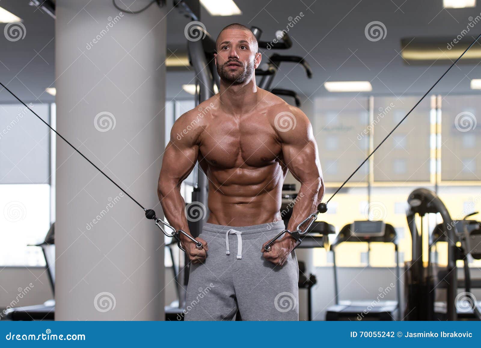 Young Bodybuilder Exercising Chest on Machine Stock Photo - Image of ...