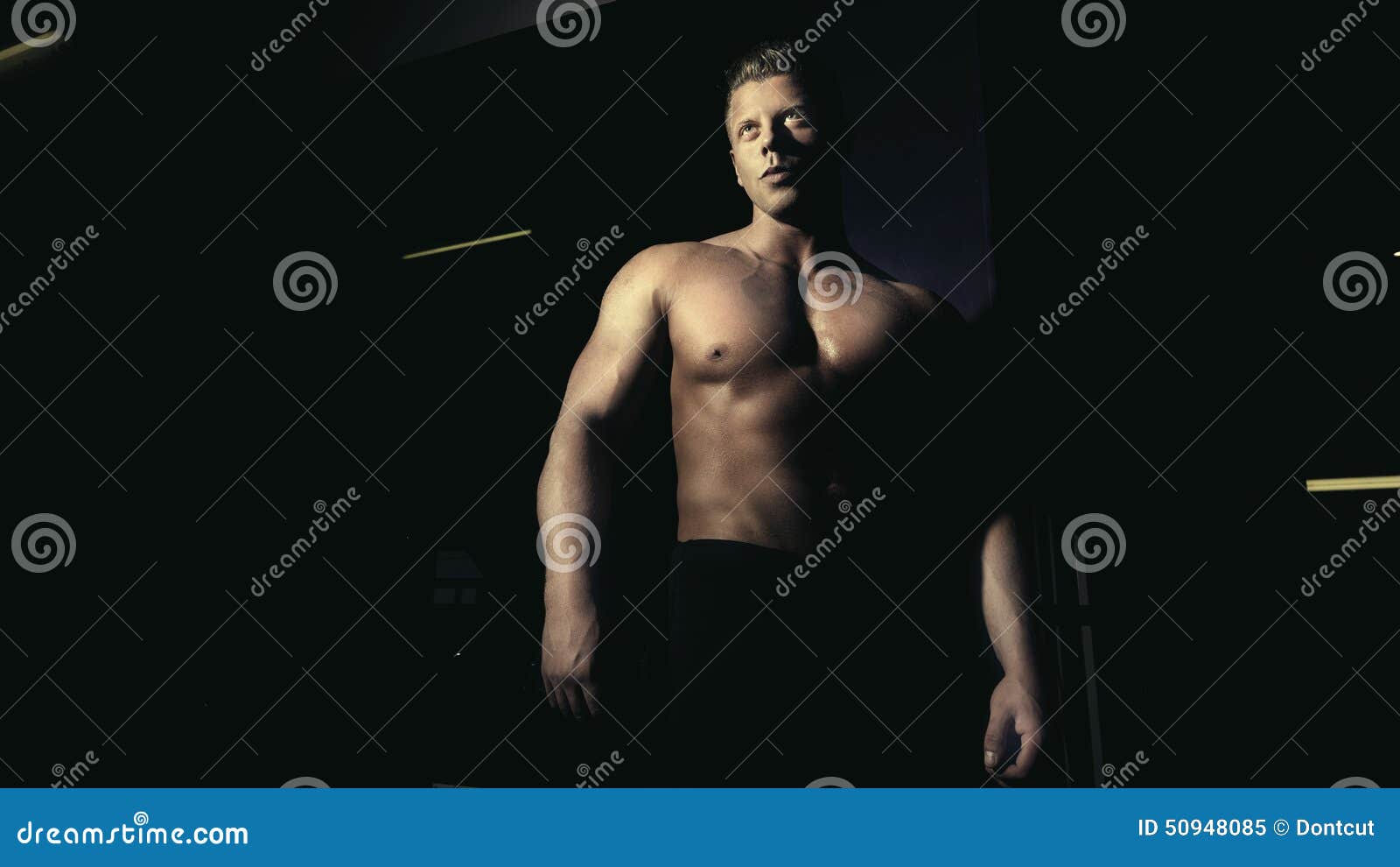 Young Bodybuilder Posing in a Gym Stock Image - Image of bodybuilding ...