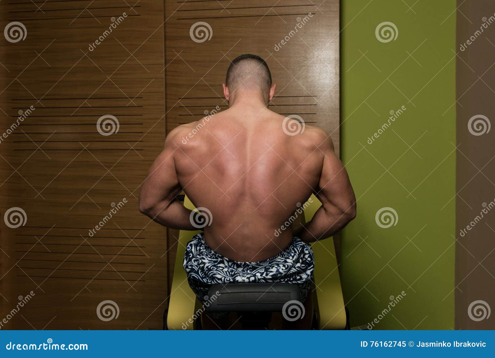Young Bodybuilder Showing His Well Trained Back Stock Image - Image of ...