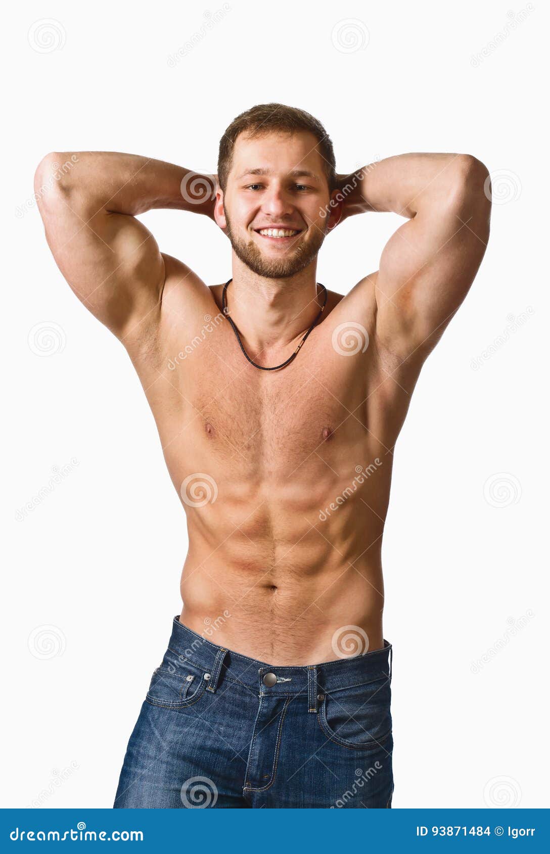 Young Bodybuilder on White Background . Stock Photo - Image of ...