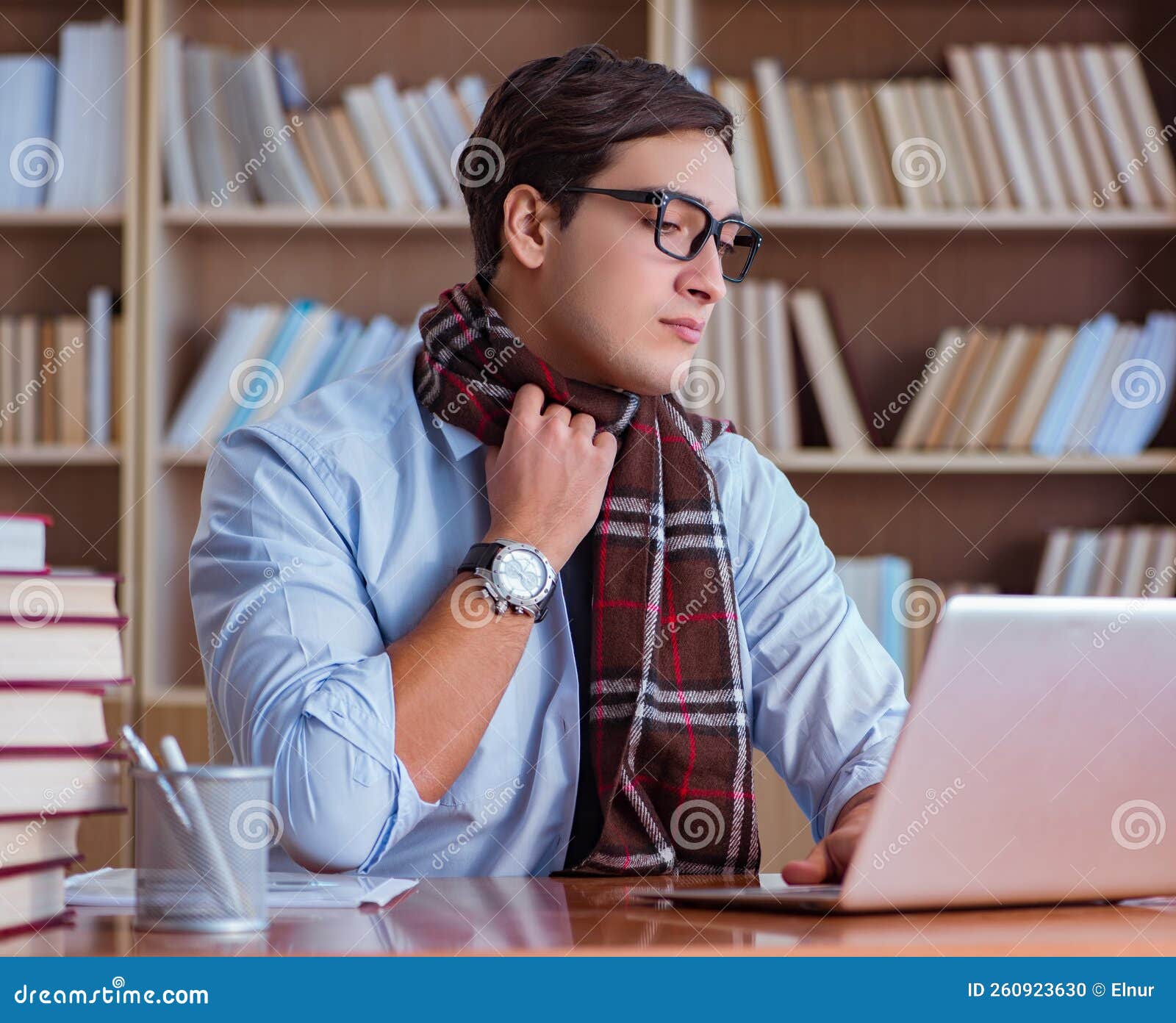Young Book Writer Writing in Library Stock Photo - Image of author ...