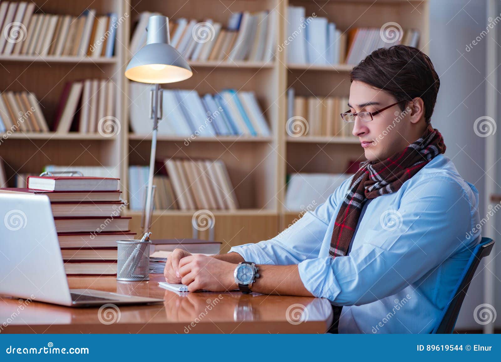 The Young Book Writer Writing in Library Stock Photo - Image of ...