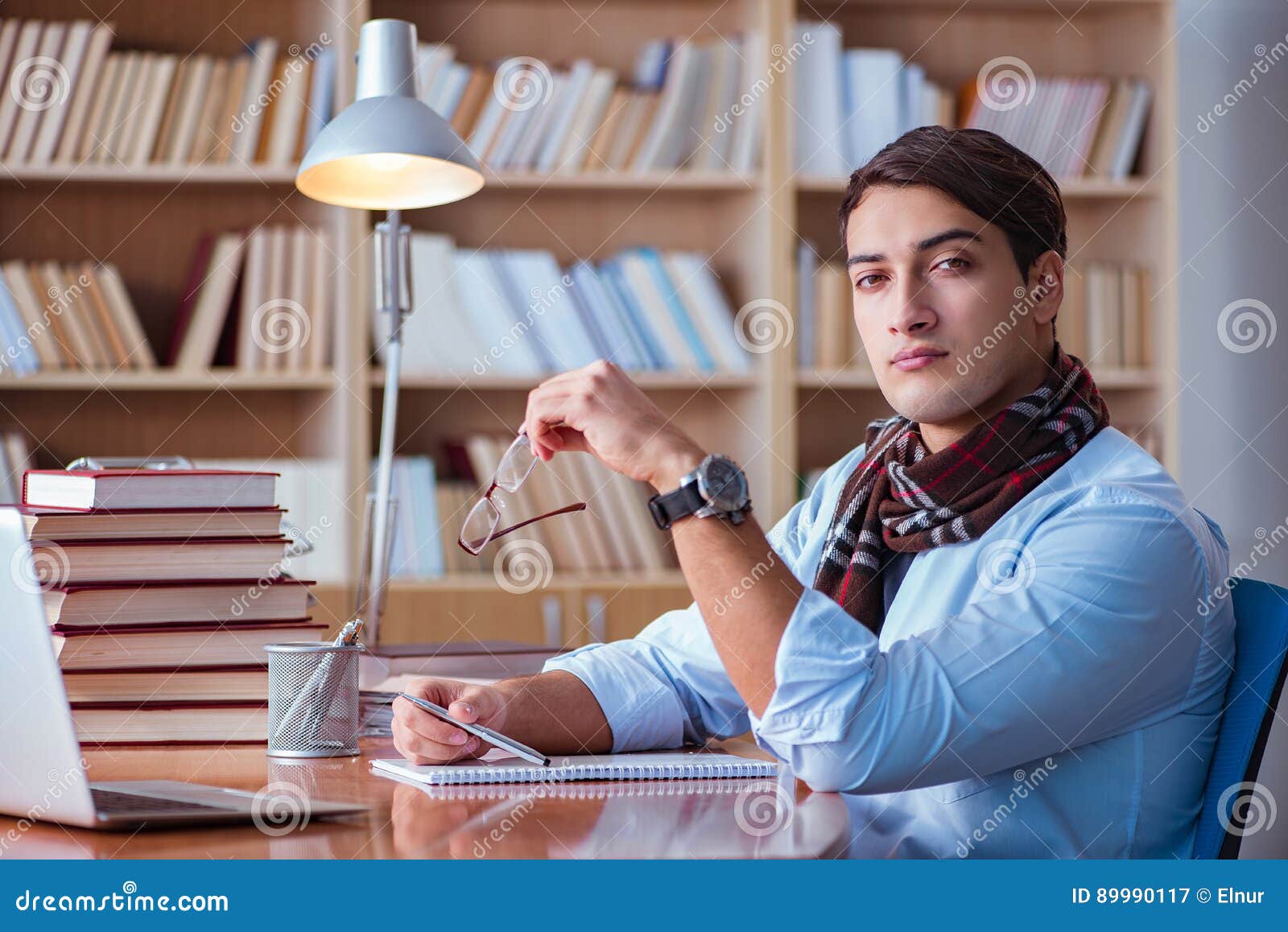 The Young Book Writer Writing in Library Stock Image - Image of ...