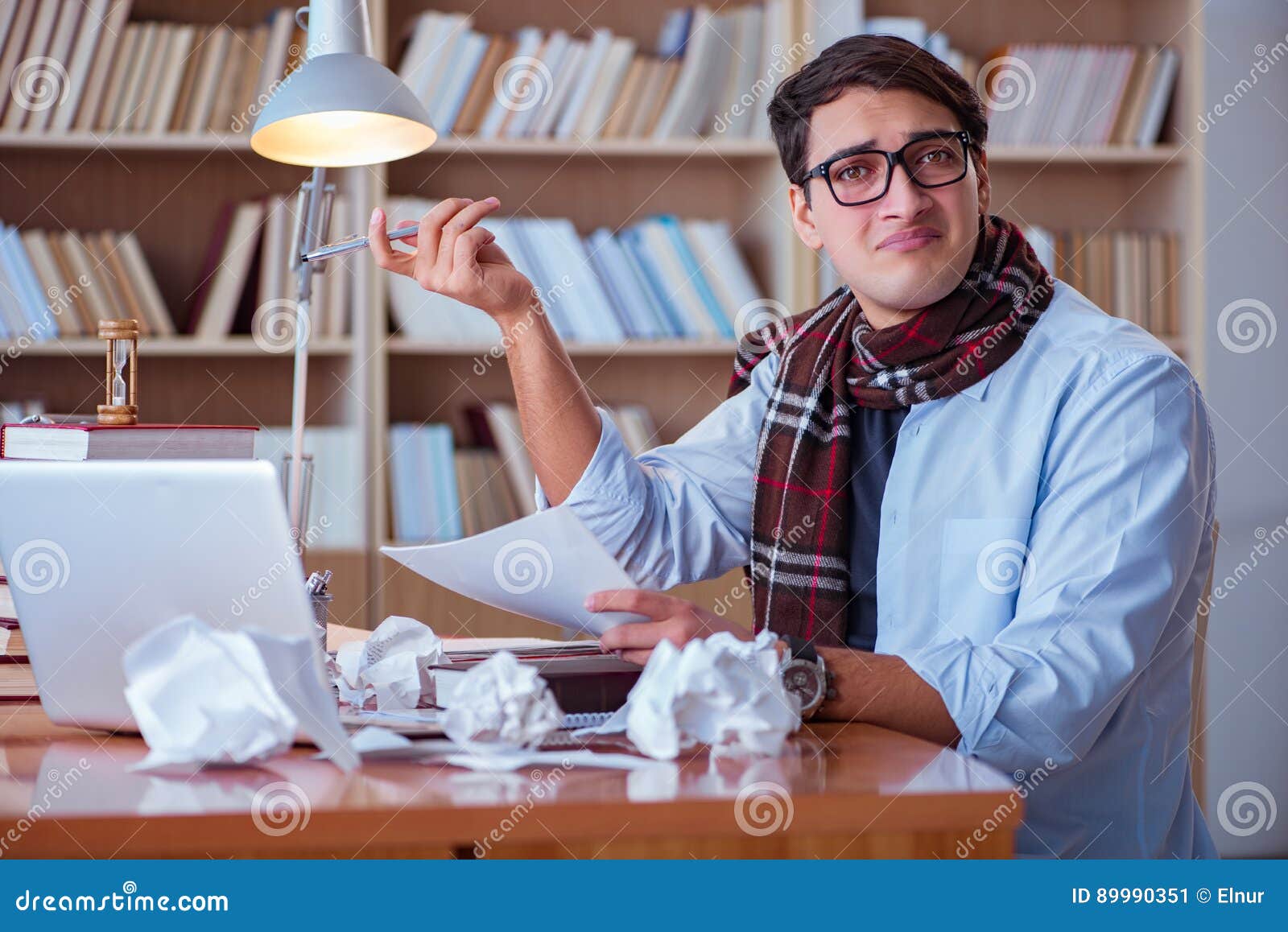 The Young Book Writer Writing in Library Stock Image - Image of letter ...